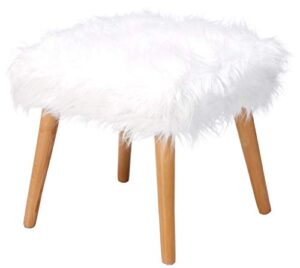 christopher knight home huxley faux fur ottoman, white