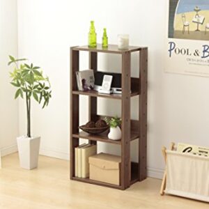 IRIS USA OWR-400BR 3-Shelf Open Wood Shelving Unit, Medium, Brown