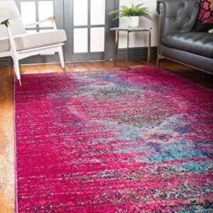 Unique Loom Vita Collection Saturated Over-Dyed Traditional Gradient Area Rug, 4 ft x 6 ft, Fuchsia/Light Blue