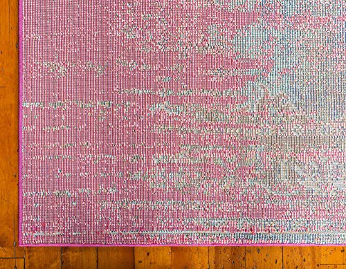 Unique Loom Vita Collection Saturated Over-Dyed Traditional Gradient Area Rug, 4 ft x 6 ft, Fuchsia/Light Blue