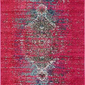 Unique Loom Vita Collection Saturated Over-Dyed Traditional Gradient Area Rug, 4 ft x 6 ft, Fuchsia/Light Blue