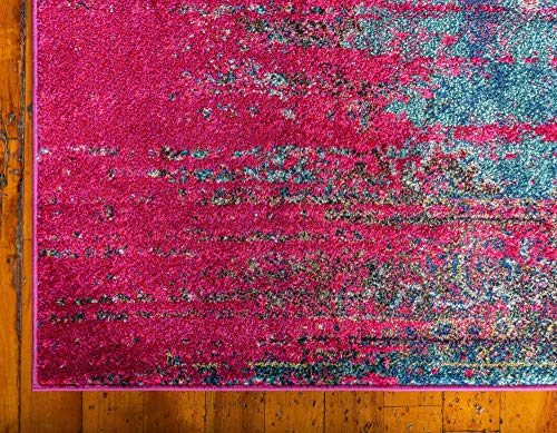 Unique Loom Vita Collection Saturated Over-Dyed Traditional Gradient Area Rug, 4 ft x 6 ft, Fuchsia/Light Blue