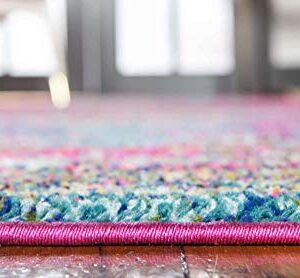 Unique Loom Vita Collection Saturated Over-Dyed Traditional Gradient Area Rug, 4 ft x 6 ft, Fuchsia/Light Blue