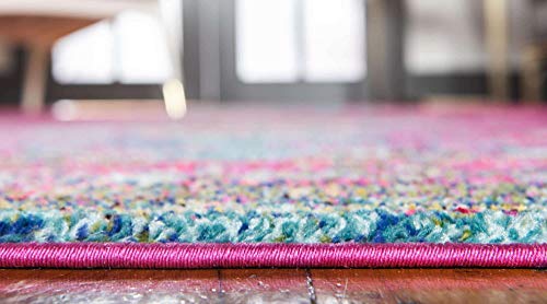 Unique Loom Vita Collection Saturated Over-Dyed Traditional Gradient Area Rug, 4 ft x 6 ft, Fuchsia/Light Blue