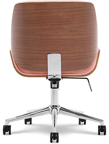 Elle Decor Ophelia Low-Back Task Modern Bentwood Home Office Armless Desk Chairs in Chrome Finish, French Pink 22.75D x 22W x 44H in