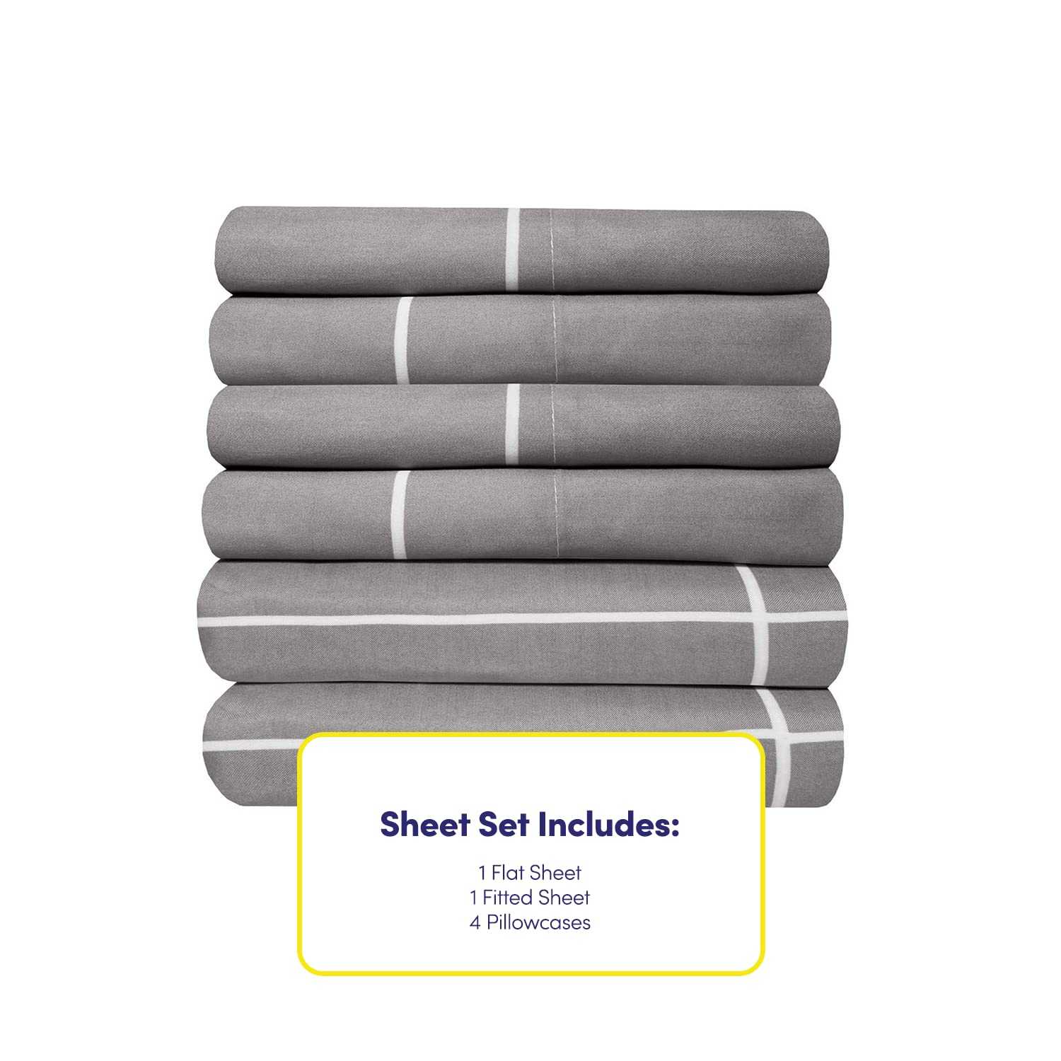 Queen Sheets Window Pane Gray - 6 Piece 1500 Supreme Collection Fine Brushed Microfiber Deep Pocket Queen Sheet Set Bedding - 2 Extra Pillow Cases, Great Value, Queen, Window Pane Gray