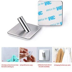 Key Holder Hook Heavy Duty Stainless Steel Strong 3M Self-Adhesive Waterproof Rust-Resistant for Robe Towel Bag Coat in Kitchen Shower Room 4 Pack