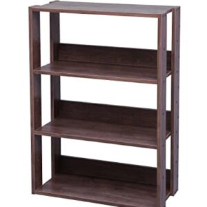 IRIS USA Rack 3-Shelf Open Wood Shelving Unit, WIDE, Brown