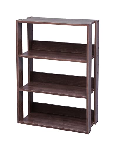 IRIS USA Rack 3-Shelf Open Wood Shelving Unit, WIDE, Brown