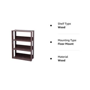 IRIS USA Rack 3-Shelf Open Wood Shelving Unit, WIDE, Brown