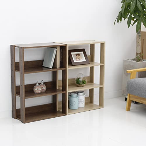 IRIS USA Rack 3-Shelf Open Wood Shelving Unit, WIDE, Brown