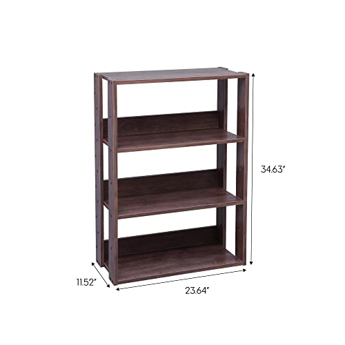 IRIS USA Rack 3-Shelf Open Wood Shelving Unit, WIDE, Brown