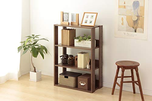 IRIS USA Rack 3-Shelf Open Wood Shelving Unit, WIDE, Brown