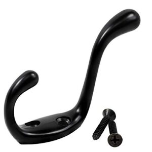 25 pack rok hardware heavy duty dual home closet wall towel coat hook, 3-1/2", black rokch101blk