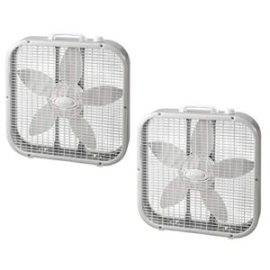 lasko 20" energy efficient basic box fan w/3 speeds & easy carry handle (2 pack)