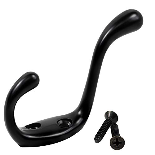 Rok Hardware Heavy Duty Dual Home Closet Wall Towel Coat Hook, 3-1/2", Black ROKCH101BLK