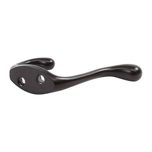 Rok Hardware Heavy Duty Dual Home Closet Wall Towel Coat Hook, 3-1/2", Black ROKCH101BLK