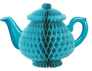 beistle tissue teapot centerpiece, 7", blue