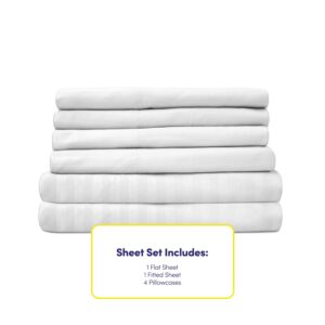 Full Size Bed Sheets - 6 Piece 1500 Supreme Collection Fine Brushed Microfiber Deep Pocket Full Sheet Set Bedding - 2 Extra Pillow Cases, Great Value, Full, Dobby White