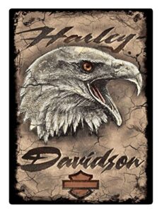 harley-davidson rugged eagle card embossed tin sign, 12.5 x 17 inches 2011391