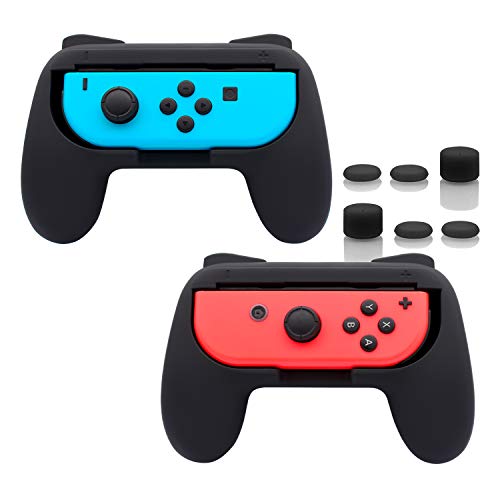 FASTSNAIL Grips Compatible with Nintendo Switch Joy-Con, Wear-resistant Handle Kit Compatible with Switch Joy Cons Controllers, 2 Pack (Black)