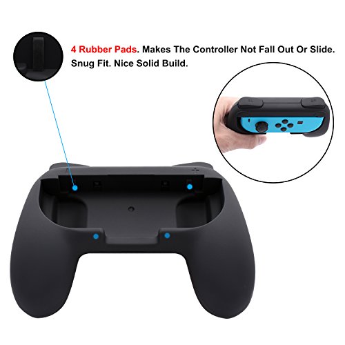 FASTSNAIL Grips Compatible with Nintendo Switch Joy-Con, Wear-resistant Handle Kit Compatible with Switch Joy Cons Controllers, 2 Pack (Black)