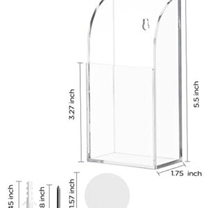 HBlife Acrylic Remote Holder Organizer, Clear TV Remote Control Holder Wall Mount Remote Caddy for Bedside, Media Organizer Storage Box 1 Compartment