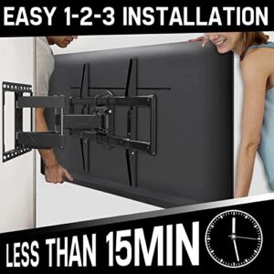 Mounting Dream Full Motion TV Mount for 42-75 inch TVs, TV Wall Mount Bracket with Dual Articulating Arms, Fits 12” / 16” Wood Studs with VESA 600x400mm up to 100lbs