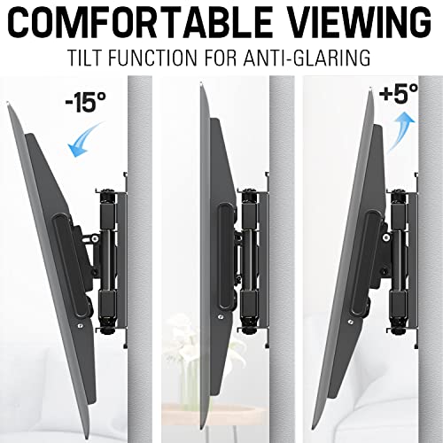 Mounting Dream Full Motion TV Mount for 42-75 inch TVs, TV Wall Mount Bracket with Dual Articulating Arms, Fits 12” / 16” Wood Studs with VESA 600x400mm up to 100lbs