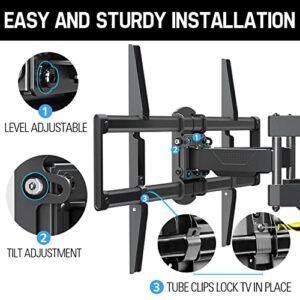 Mounting Dream Full Motion TV Mount for 42-75 inch TVs, TV Wall Mount Bracket with Dual Articulating Arms, Fits 12” / 16” Wood Studs with VESA 600x400mm up to 100lbs