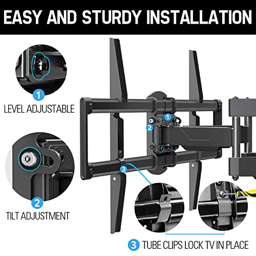 Mounting Dream Full Motion TV Mount for 42-75 inch TVs, TV Wall Mount Bracket with Dual Articulating Arms, Fits 12” / 16” Wood Studs with VESA 600x400mm up to 100lbs