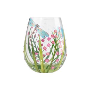 enesco lolita stemless dragonfly wine glass, 4.53-inch height