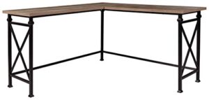 signature design by ashley jaeparli modern farmhouse home office l shaped desk, brown