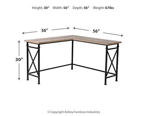 Signature Design by Ashley Jaeparli Modern Farmhouse Home Office L Shaped Desk, Brown