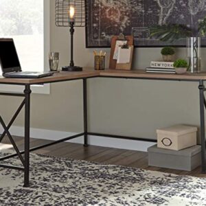 Signature Design by Ashley Jaeparli Modern Farmhouse Home Office L Shaped Desk, Brown