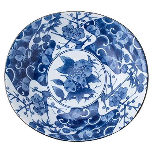 Liphontcta Traditional Japanese Ai-e (Ukiyo-e) Indigo Patterns Porcelain Plates (5 Plates Set) 31302 from Japan