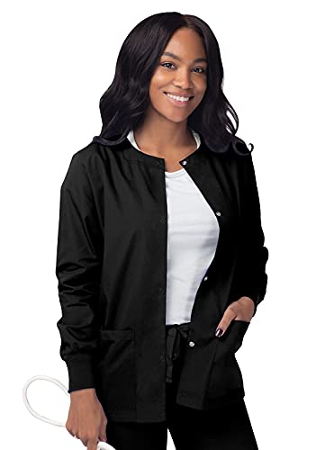 Sivvan Scrubs For Women - Front Snap Warm - Up Jacket - S8306 - Black - M