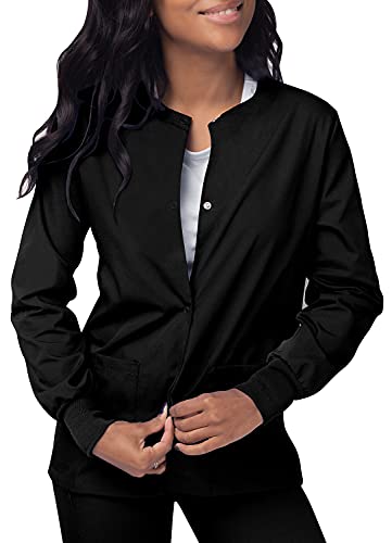 Sivvan Scrubs For Women - Front Snap Warm - Up Jacket - S8306 - Black - M