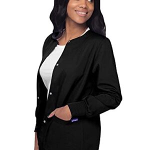 Sivvan Scrubs For Women - Front Snap Warm - Up Jacket - S8306 - Black - M