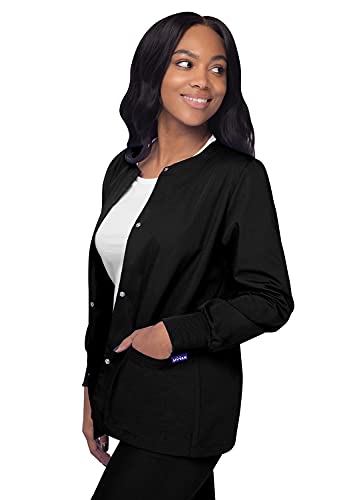 Sivvan Scrubs For Women - Front Snap Warm - Up Jacket - S8306 - Black - M