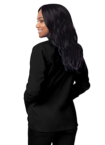 Sivvan Scrubs For Women - Front Snap Warm - Up Jacket - S8306 - Black - M