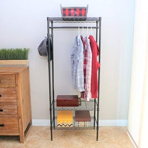 Apollo Hardware 3-Shelf Wire Shelving Garment Rack 14"x24"x60" (Black)