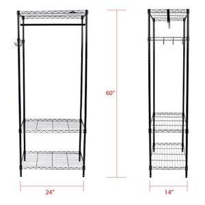 Apollo Hardware 3-Shelf Wire Shelving Garment Rack 14"x24"x60" (Black)