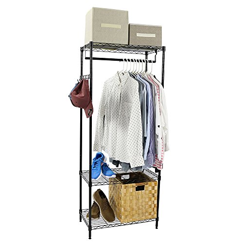 Apollo Hardware 3-Shelf Wire Shelving Garment Rack 14"x24"x60" (Black)