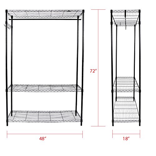 Apollo Hardware Black 3-Shelf Garment Rack 18"x48"x72"