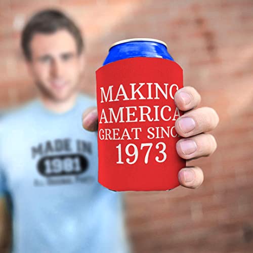 Birthday Gifts for 50th Birthday Making America Great Since 1973 50th Birthday Gag Gifts for Birthday Party 2 Pack Can Coolie Drink Coolers Coolies Red