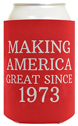 Birthday Gifts for 50th Birthday Making America Great Since 1973 50th Birthday Gag Gifts for Birthday Party 2 Pack Can Coolie Drink Coolers Coolies Red