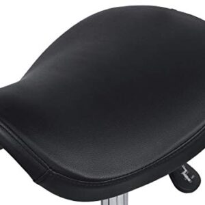 2xhome - Ergonomic Backless Rolling Saddle Stool Office Chair with Adjustable Height and Tilt, Black