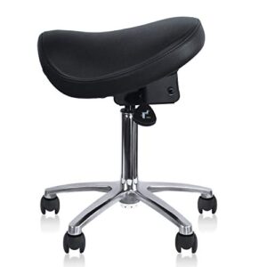 2xhome - Ergonomic Backless Rolling Saddle Stool Office Chair with Adjustable Height and Tilt, Black