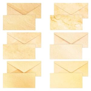 48-pack old fashioned vintage envelopes for writing letters with 6 decorative antique styles, classic aged blank envelopes for party invitations, home stationery supplies (8.7x4 in)